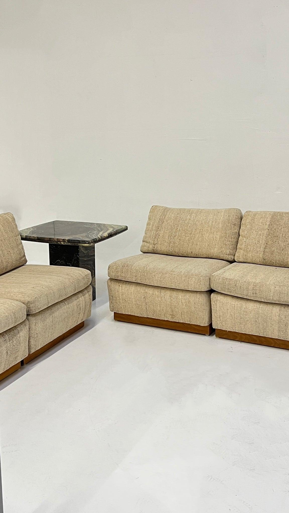 1970s Mid-Century Beige Modular Plinth Sofa at 1stDibs