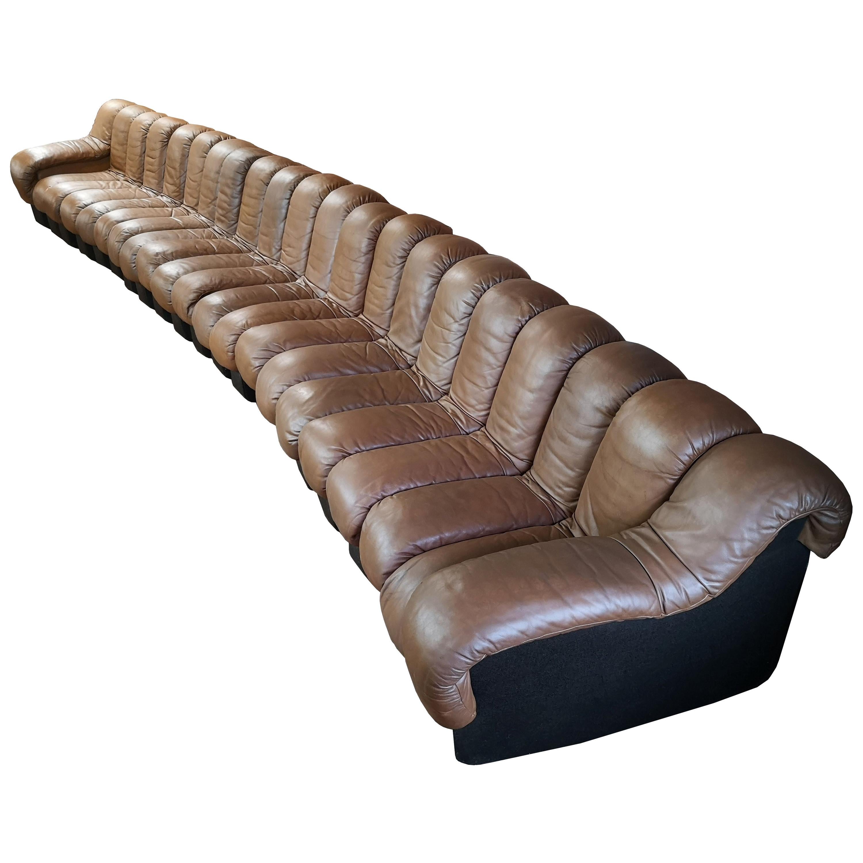 1970s Midcentury De Sede DS600 Non Stop Sofa 21 Elements in Cognac ...