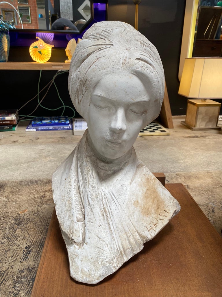 1970s Mid Century Half Bust Woman Sculpture For Sale at 1stDibs