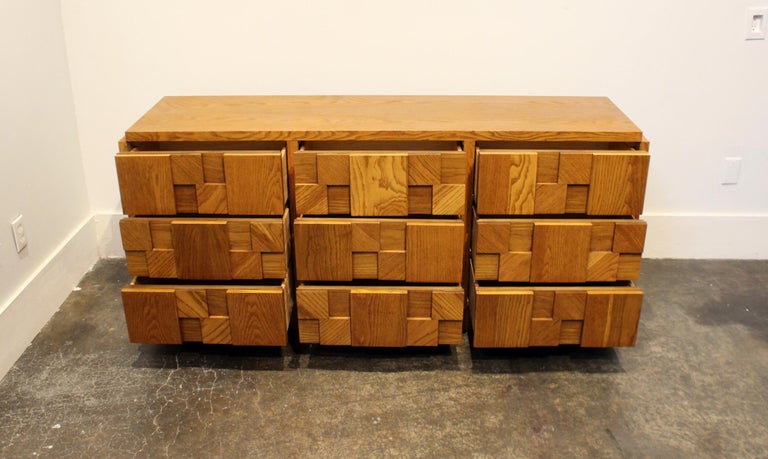 1970s Mid-Century Modern Brutalist Mosaic Patchwork Dresser by Lane in ...