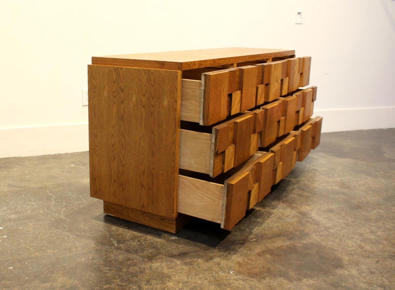 1970s Mid-Century Modern Brutalist Mosaic Patchwork Dresser by Lane in ...