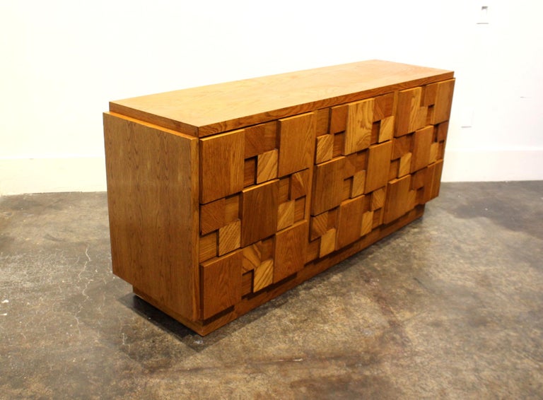 1970s Mid-Century Modern Brutalist Mosaic Patchwork Dresser by Lane in ...