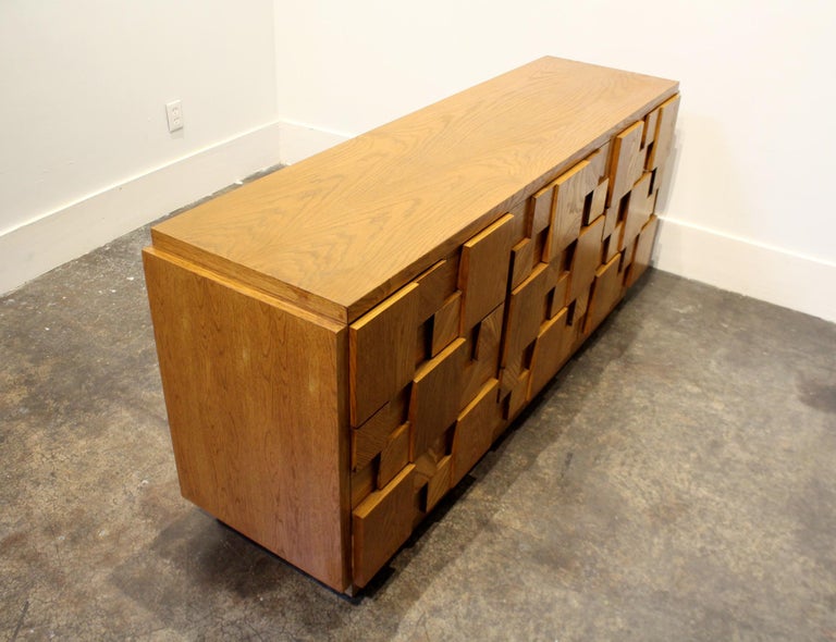 1970s Mid-Century Modern Brutalist Mosaic Patchwork Dresser by Lane in ...