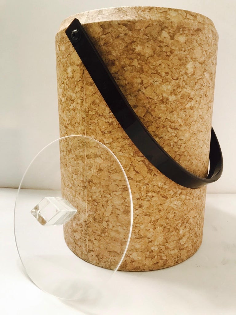 1970s Mid-Century Modern Cork and Lucite Tall Ice Bucket For Sale at ...
