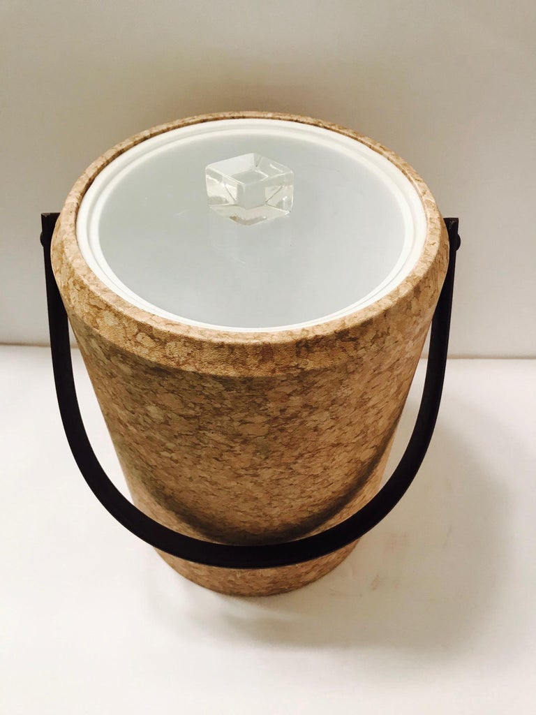 1970s Mid-Century Modern Cork and Lucite Tall Ice Bucket For Sale at ...