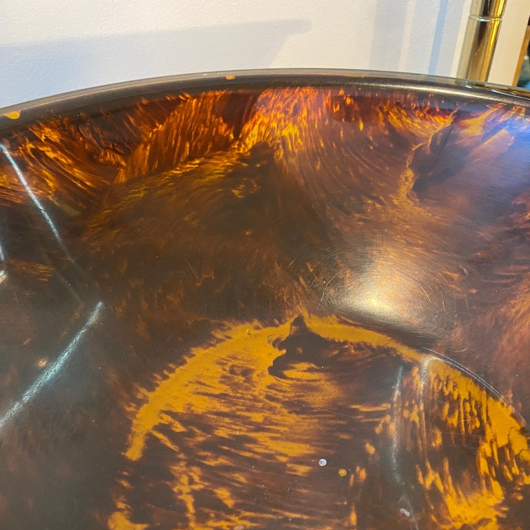 1970s, Mid-Century Modern Fake Tortoise Lucite and Brass Italian Round ...