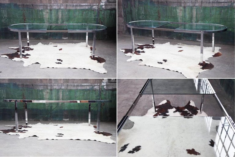 1970s Mid-Century Dia Chrome and Glass Dining Conference Table For Sale ...