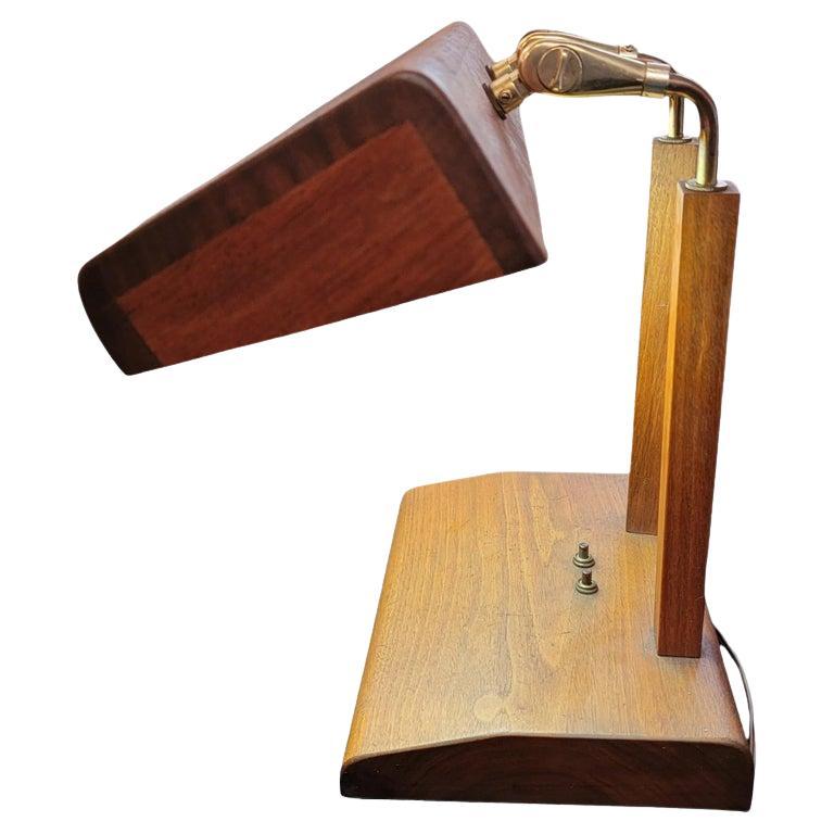 1970s Mid-Century Modern Teak Laboratory Desk Lamp For Sale at 1stDibs