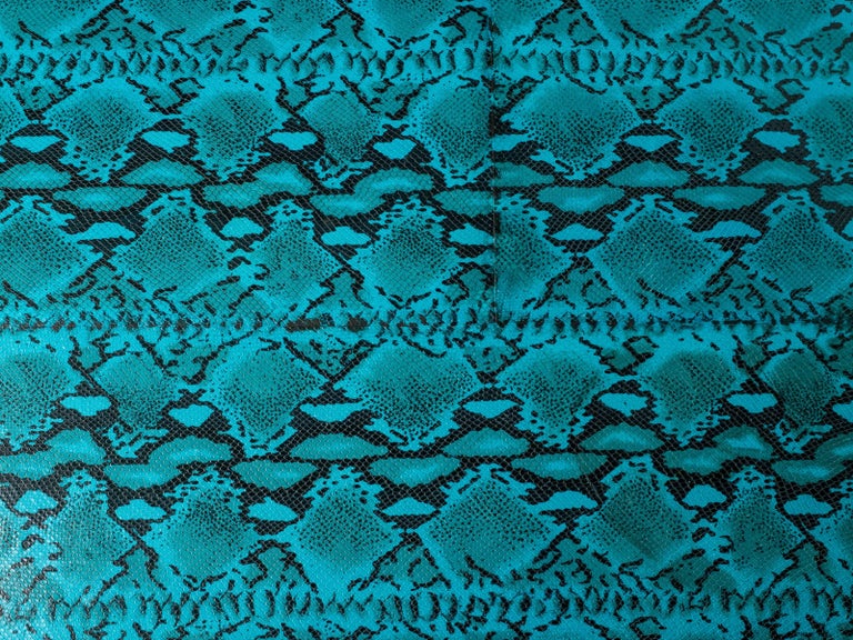 1970s Mid-Century Modern Turquoise Snakeskin Game Table For Sale at 1stDibs