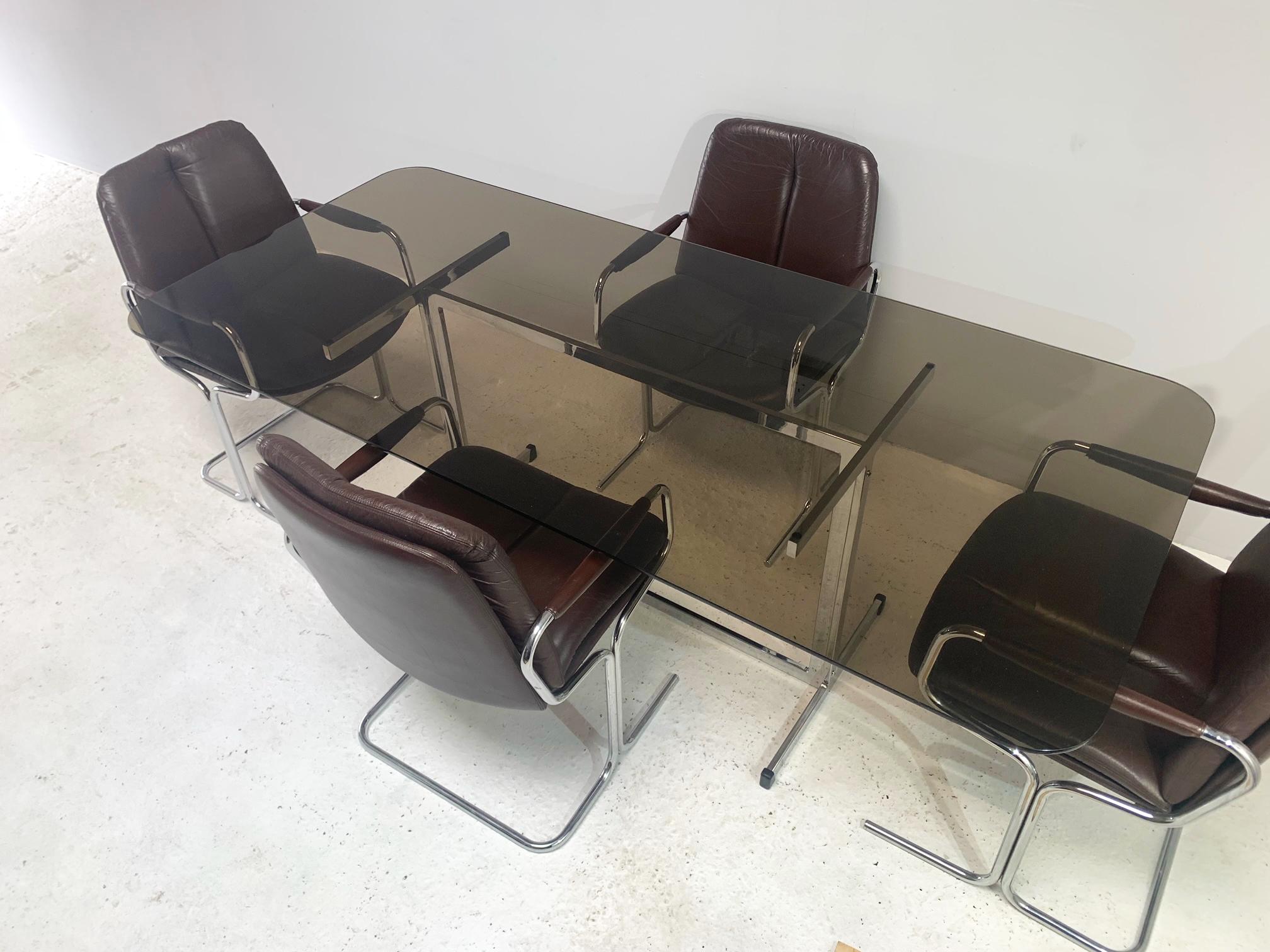 1970’s Mid-Century Pieff Extra Large Dining Table and 4 Eleganza ...