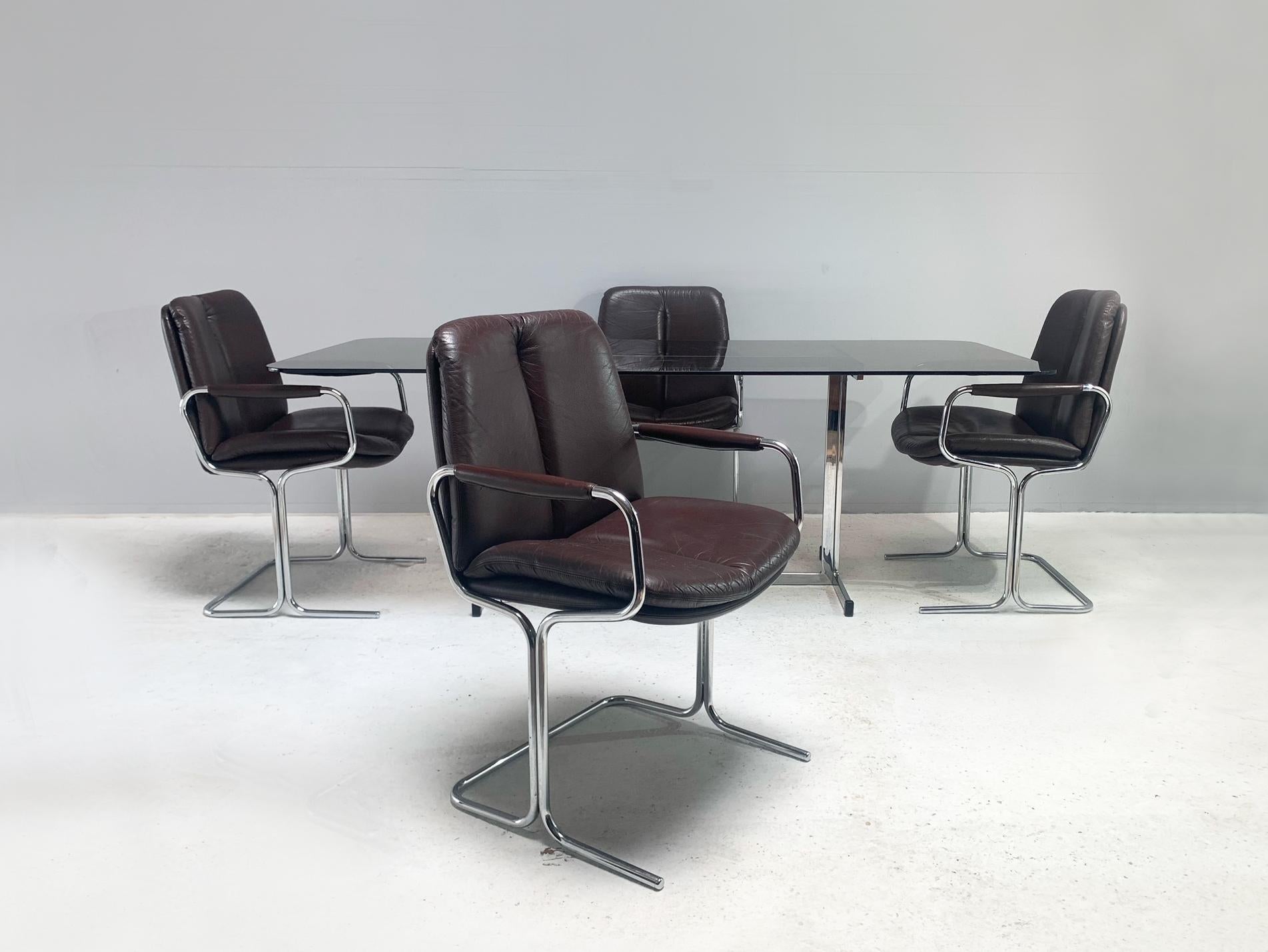 1970’s Mid-Century Pieff Extra Large Dining Table and 4 Eleganza ...