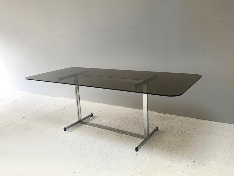 1970’s Mid Century Pieff Glass Dining Table / Rare Very Large For Sale ...