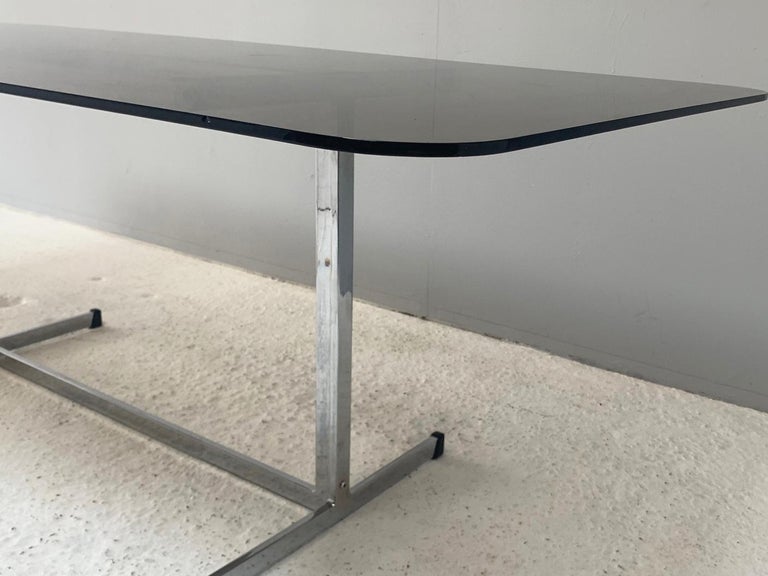 1970’s Mid Century Pieff Glass Dining Table / Rare Very Large For Sale ...