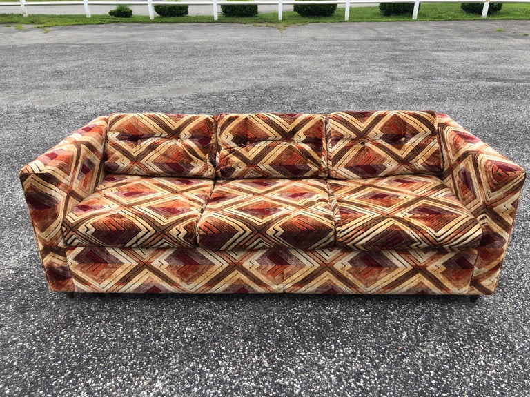 1970s Milo Baughman Style Sofa with Jack Lenor Larsen Upholstery at ...