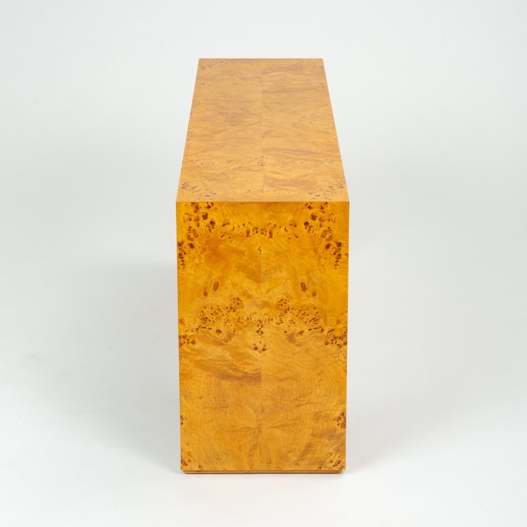 1970s Minimalist Burl Wood Console or Sofa Table at 1stDibs