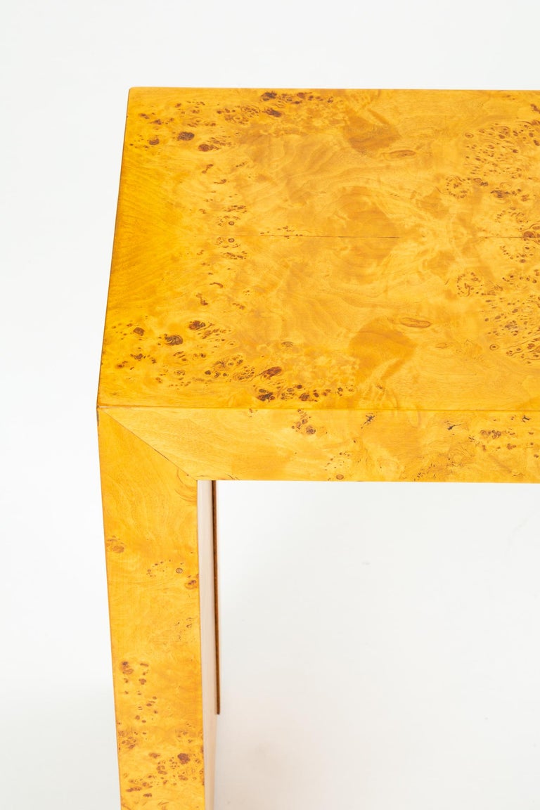 1970s Minimalist Burl Wood Console or Sofa Table at 1stDibs