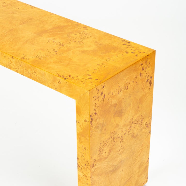 1970s Minimalist Burl Wood Console or Sofa Table at 1stDibs