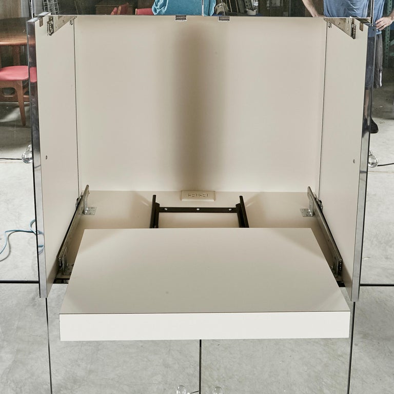 1970s Mirrored Storage Unit For Sale at 1stDibs