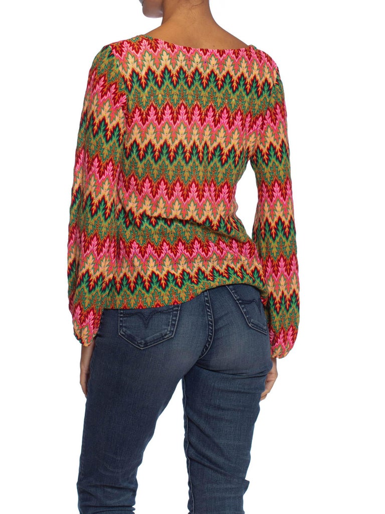 1970S MISSONI Style Pink and Green Acrylic Knit Boho Top Made In Japan ...