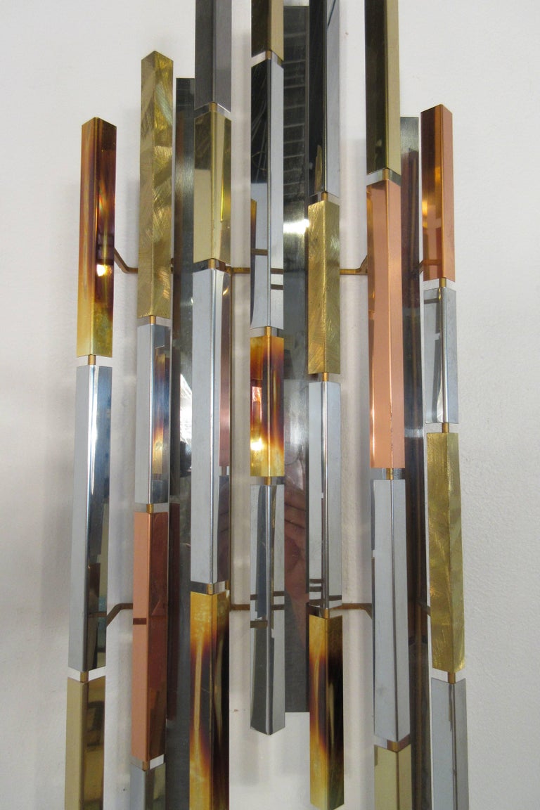 Pair Of 1970s Mixed Metal Wall Sculptures For Sale at 1stDibs