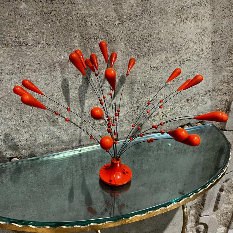 1970s Mod Wire Table Sculpture Orange Lacquer Style of Harry Bertoia ...