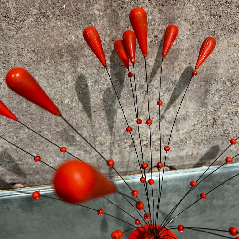 1970s Mod Wire Table Sculpture Orange Lacquer Style of Harry Bertoia ...