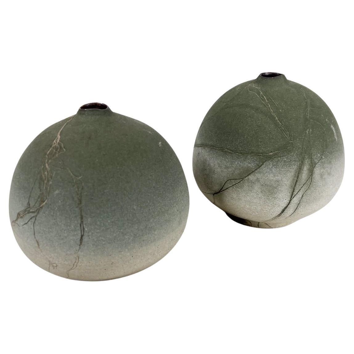 Malaysia Earthenware Handcrafted Taupe and Brown Glaze Bud Weed Vase ...