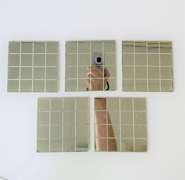 1970s Modern Disco Mirrored Glass Coaster Set at 1stDibs