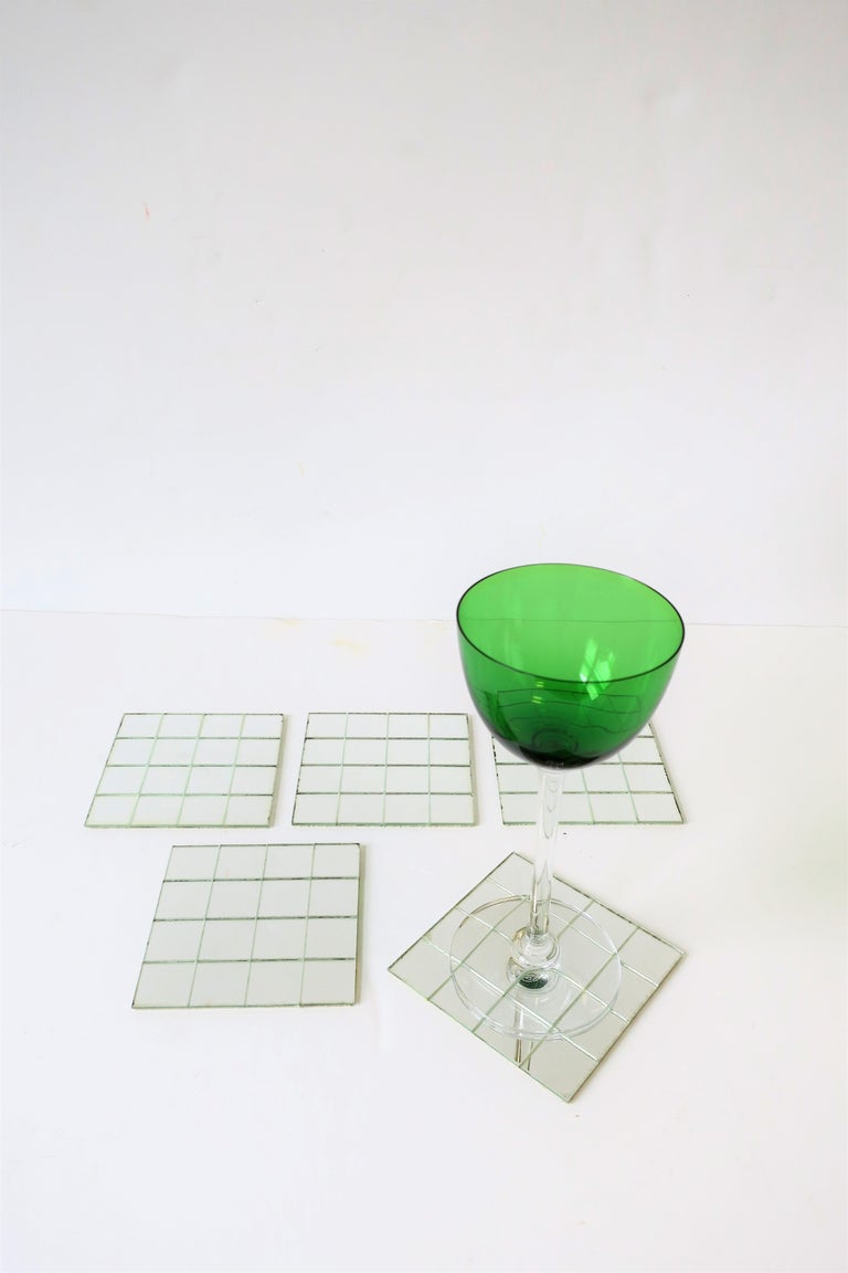 1970s Modern Disco Mirrored Glass Coaster Set at 1stDibs