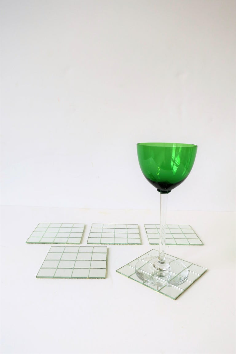 1970s Modern Disco Mirrored Glass Coaster Set at 1stDibs