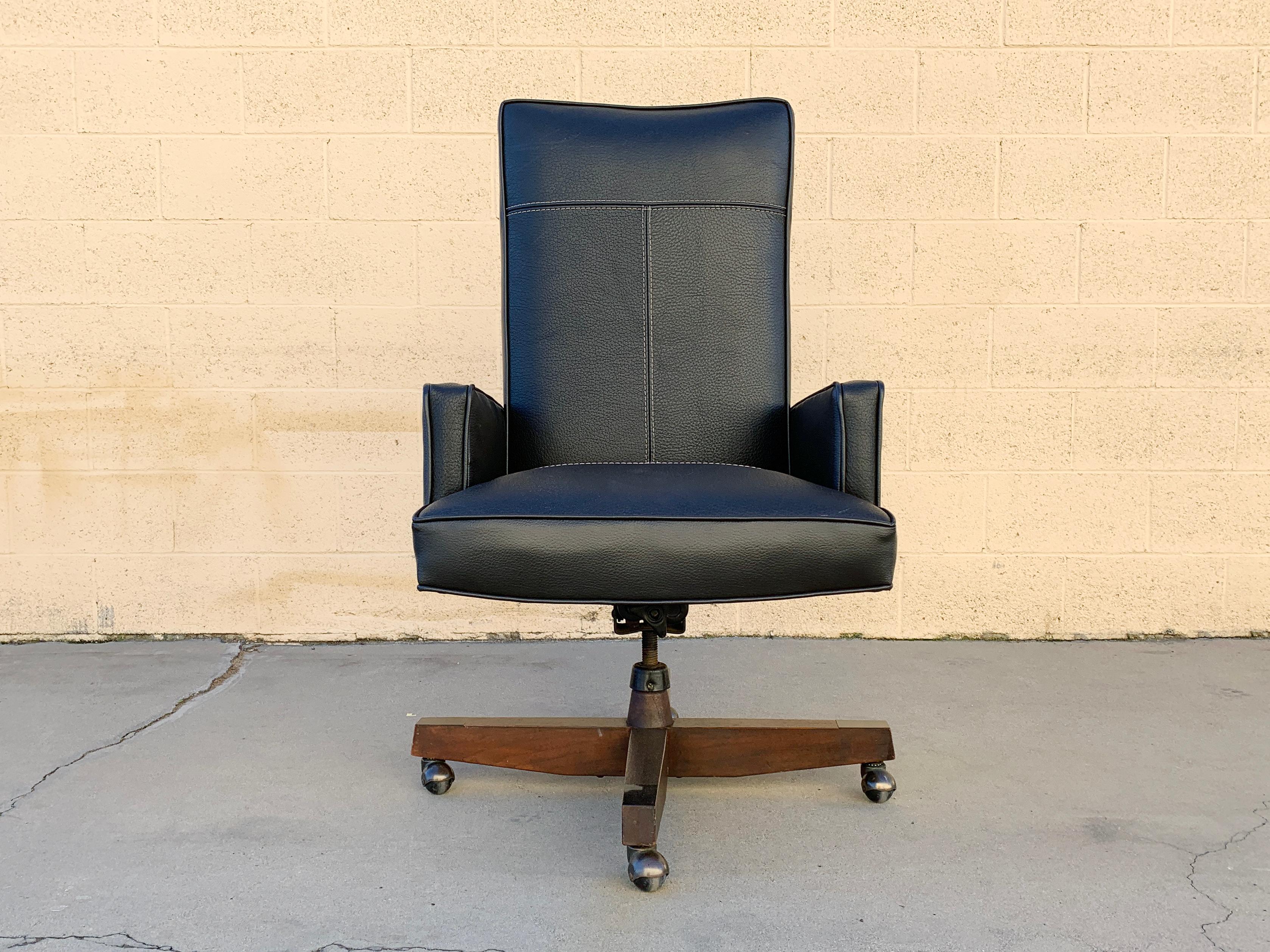 1970s Modern High Back Executive Chair, Refinished at 1stDibs | 1970s ...