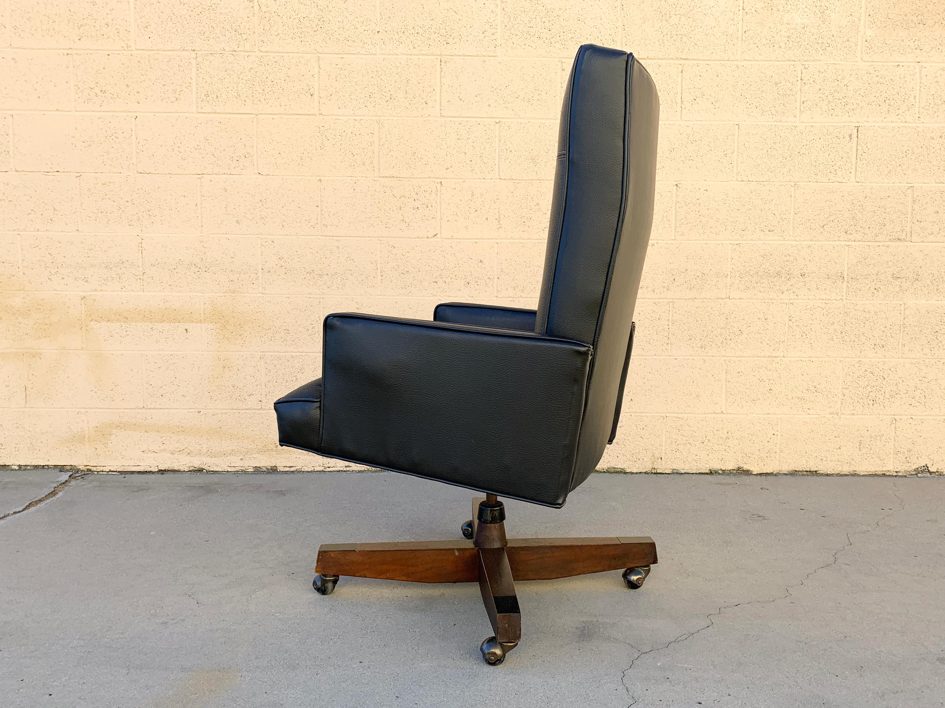 1970s Modern High Back Executive Chair, Refinished at 1stDibs | 1970s ...