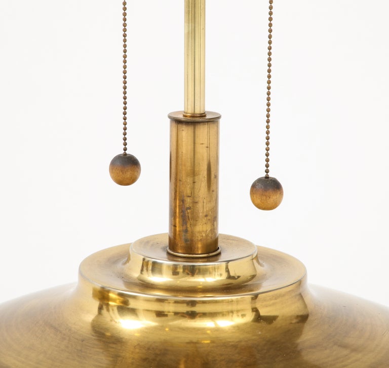 1970's Modern Oversized Brass Table Lamps with Wood Lacquer Base For ...