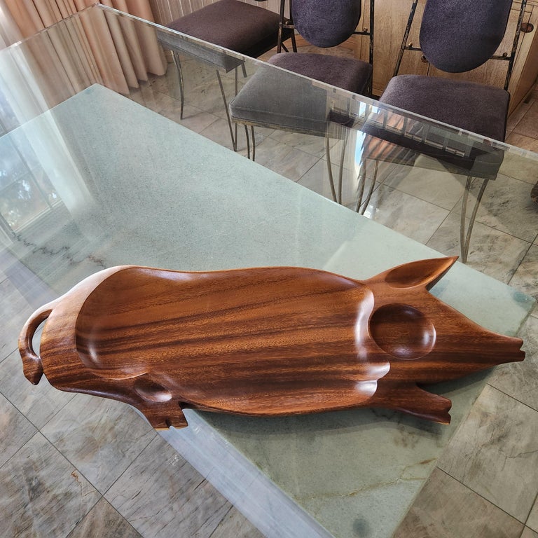 1970s Modern Pig Pupu Party Platter Serving Tray Wood Charcuterie Board ...