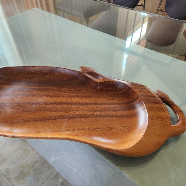 1970s Modern Pig Pupu Party Platter Serving Tray Wood Charcuterie Board ...