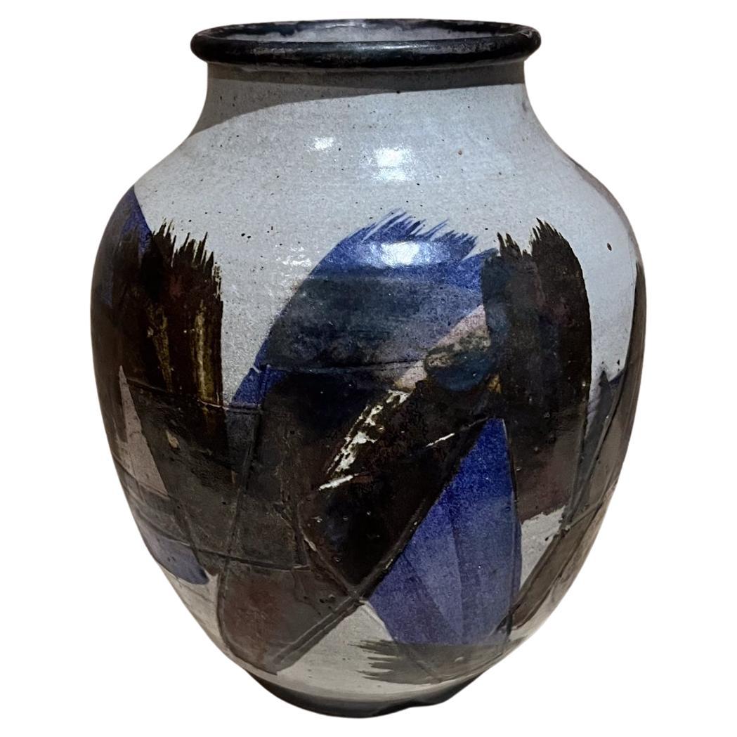 Modern Studio Art Pottery Angled Vase Vessel For Sale at 1stDibs
