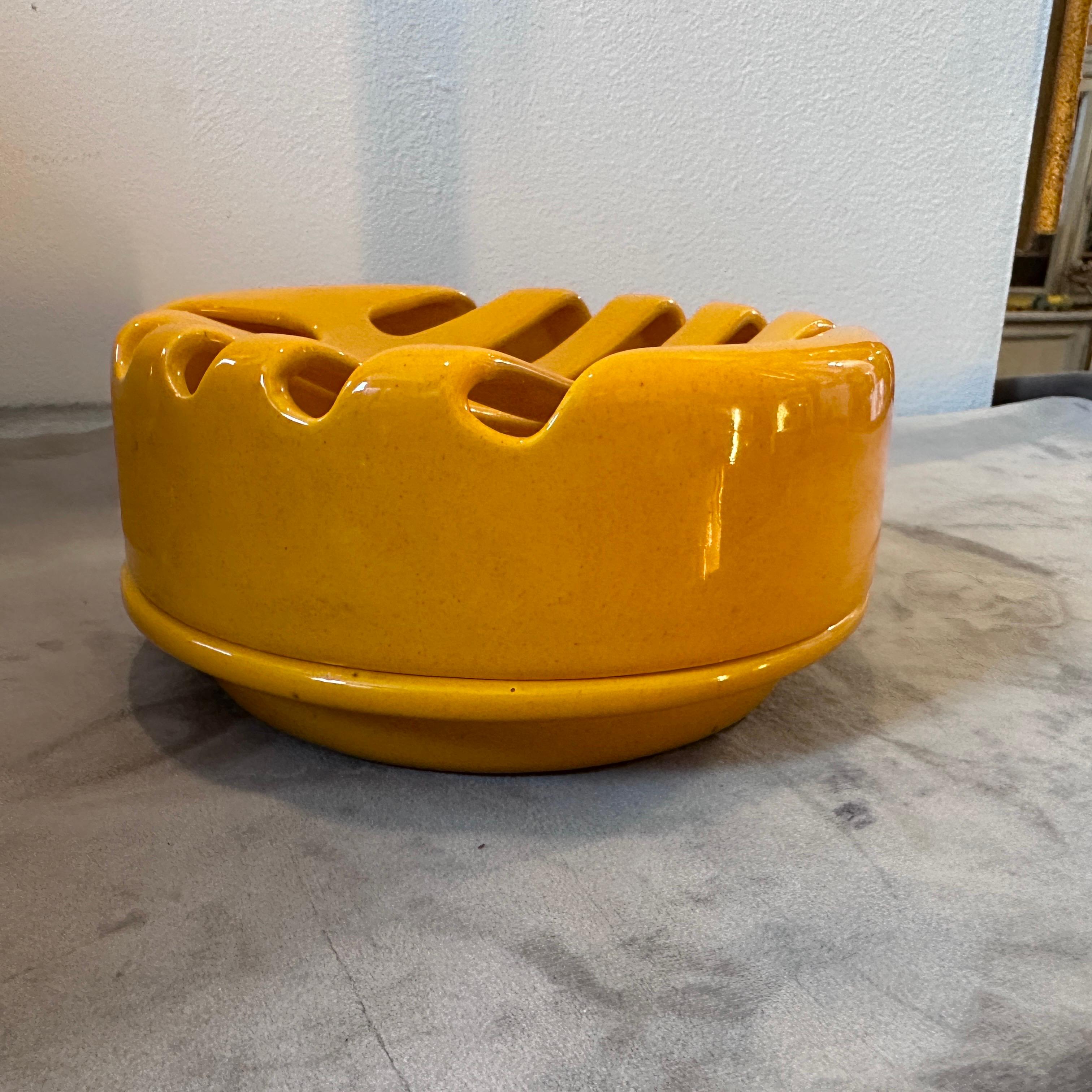 1970s Modern Yellow Ceramic Italian Ashtray by Liisi Beckmann for ...