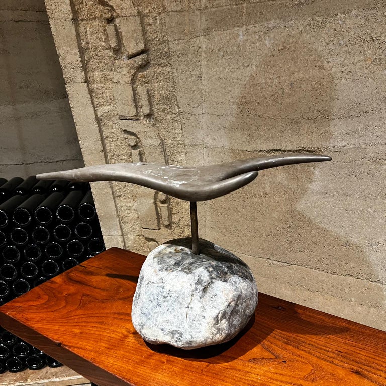 1970s Modernist Bronze and Stone Abstract Table Sculpture For Sale at ...