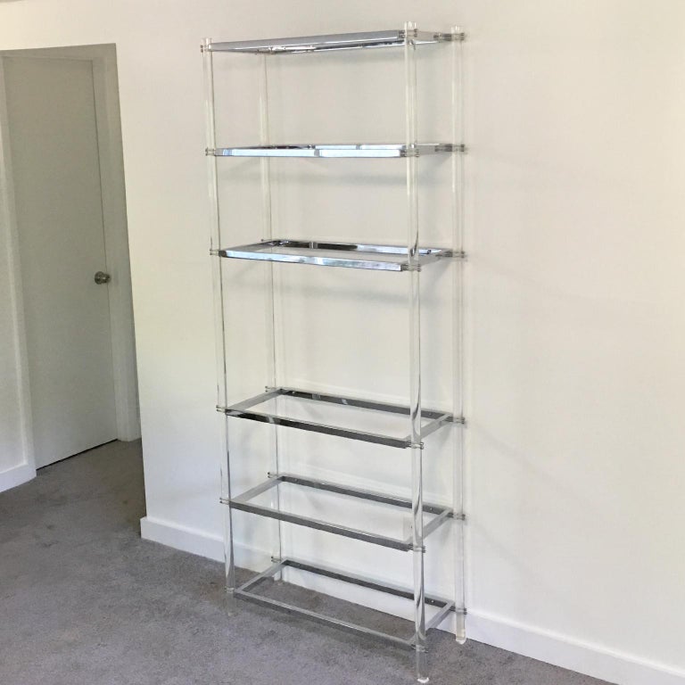 1970s Modernist Lucite and Chrome Étagère Bookcase Shelves at 1stDibs ...