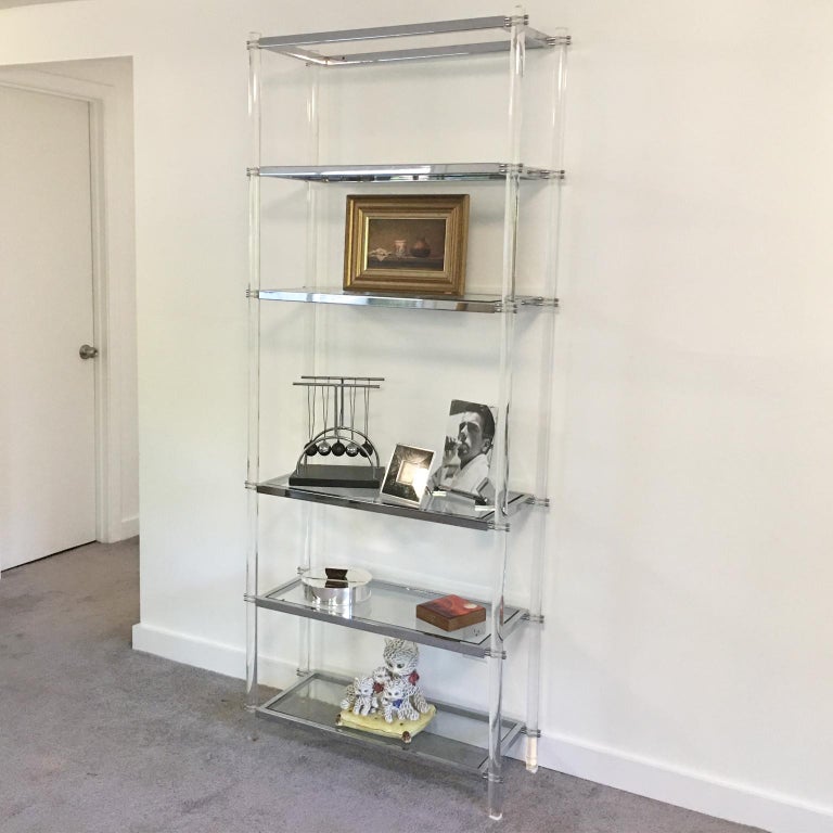 1970s Modernist Lucite and Chrome Étagère Bookcase Shelves at 1stDibs ...