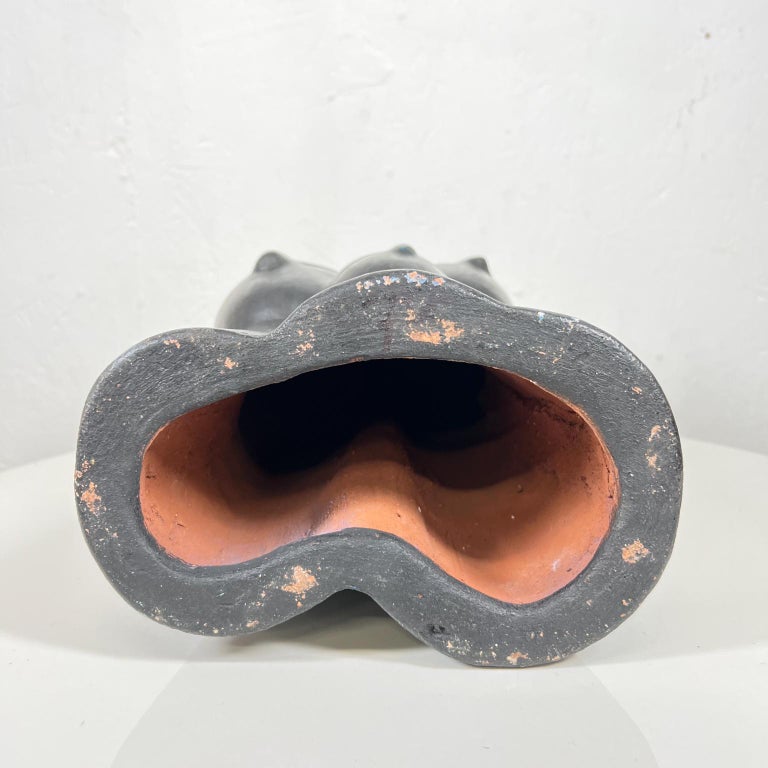 1970s Modernist Pottery Art Abstract 3-Head Sculpture Terracotta Bronze ...