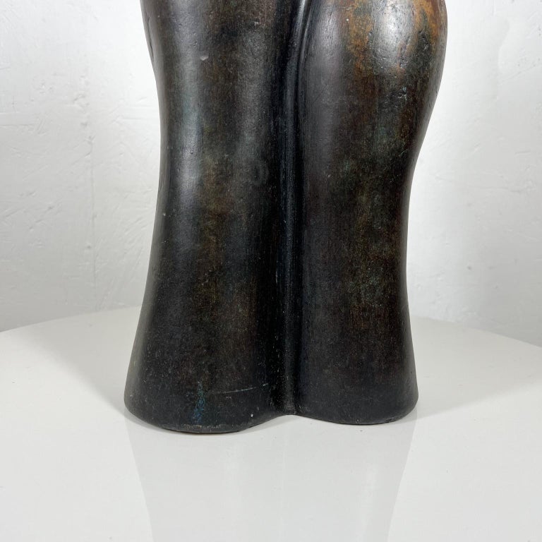 1970s Modernist Pottery Art Abstract 3-Head Sculpture Terracotta Bronze ...