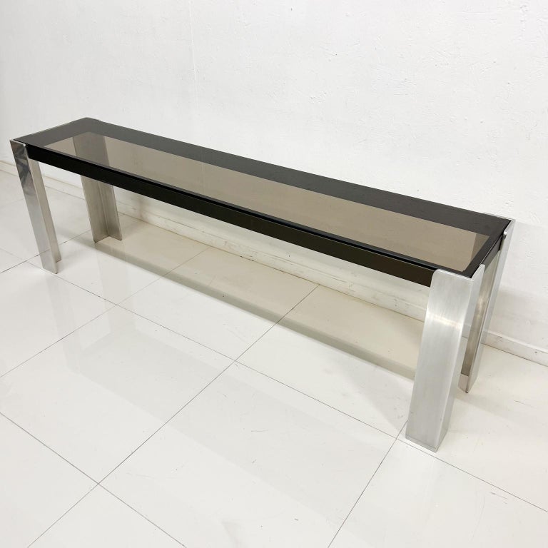 1970s Modernist Square Aluminum Coffee Table Style of Milo Baughman For ...
