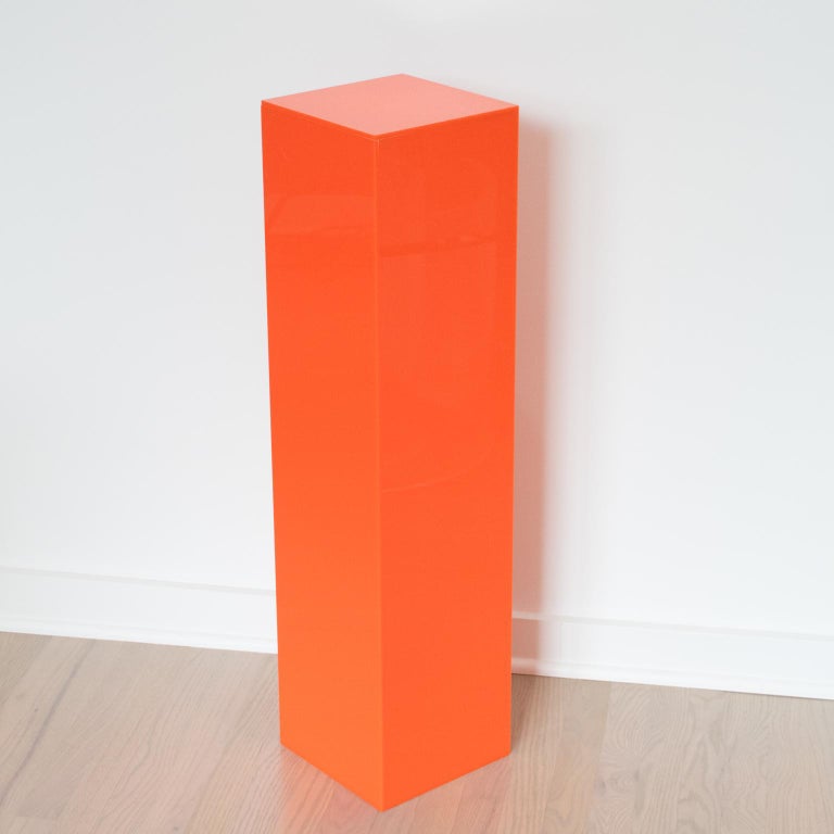 1970s Modernist Tall Orange Lucite or Acrylic Pedestal Stand Display ...