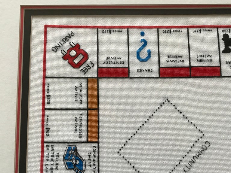 ‘Monopoly' Needlepoint Game Board, Framed, 1970s For Sale at 1stDibs