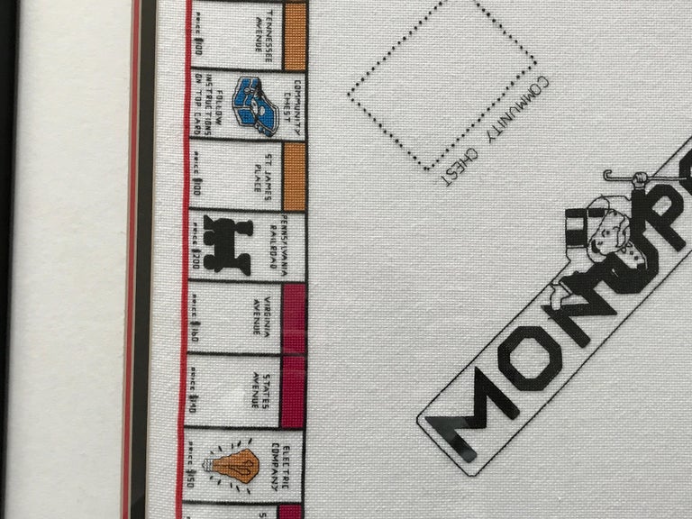 ‘Monopoly' Needlepoint Game Board, Framed, 1970s For Sale at 1stDibs