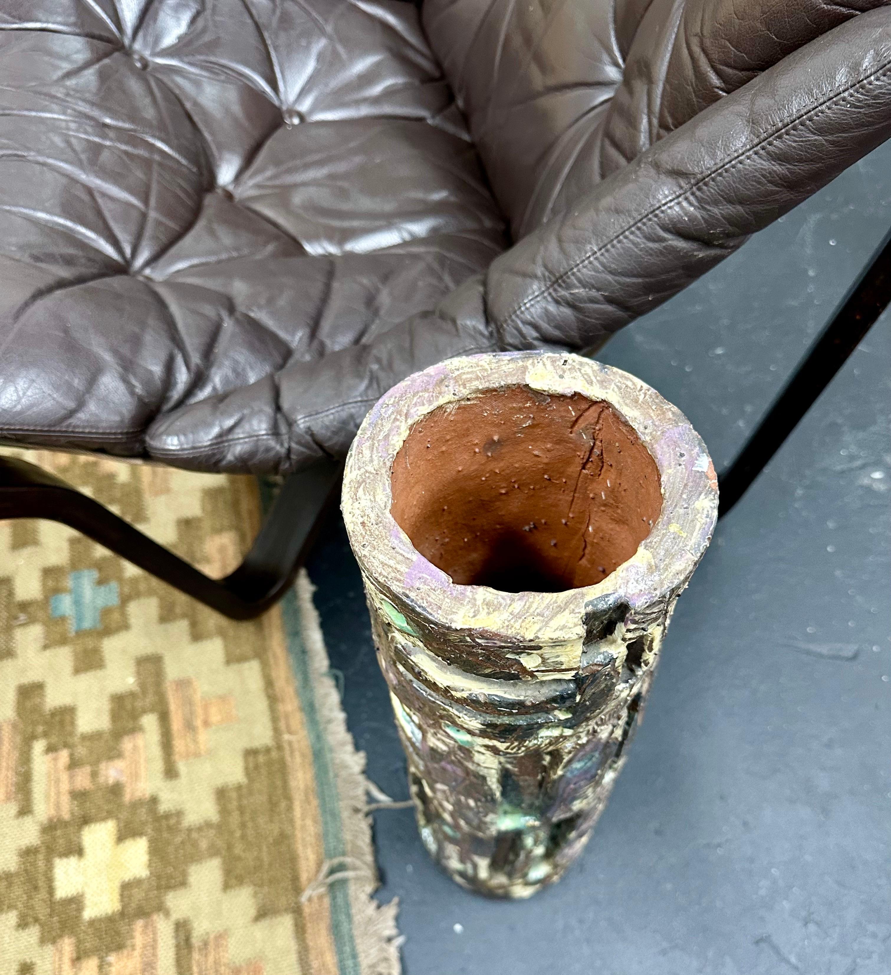 1970s Monumental Vintage Brutalist Studio Pottery Cylinder Vase For ...