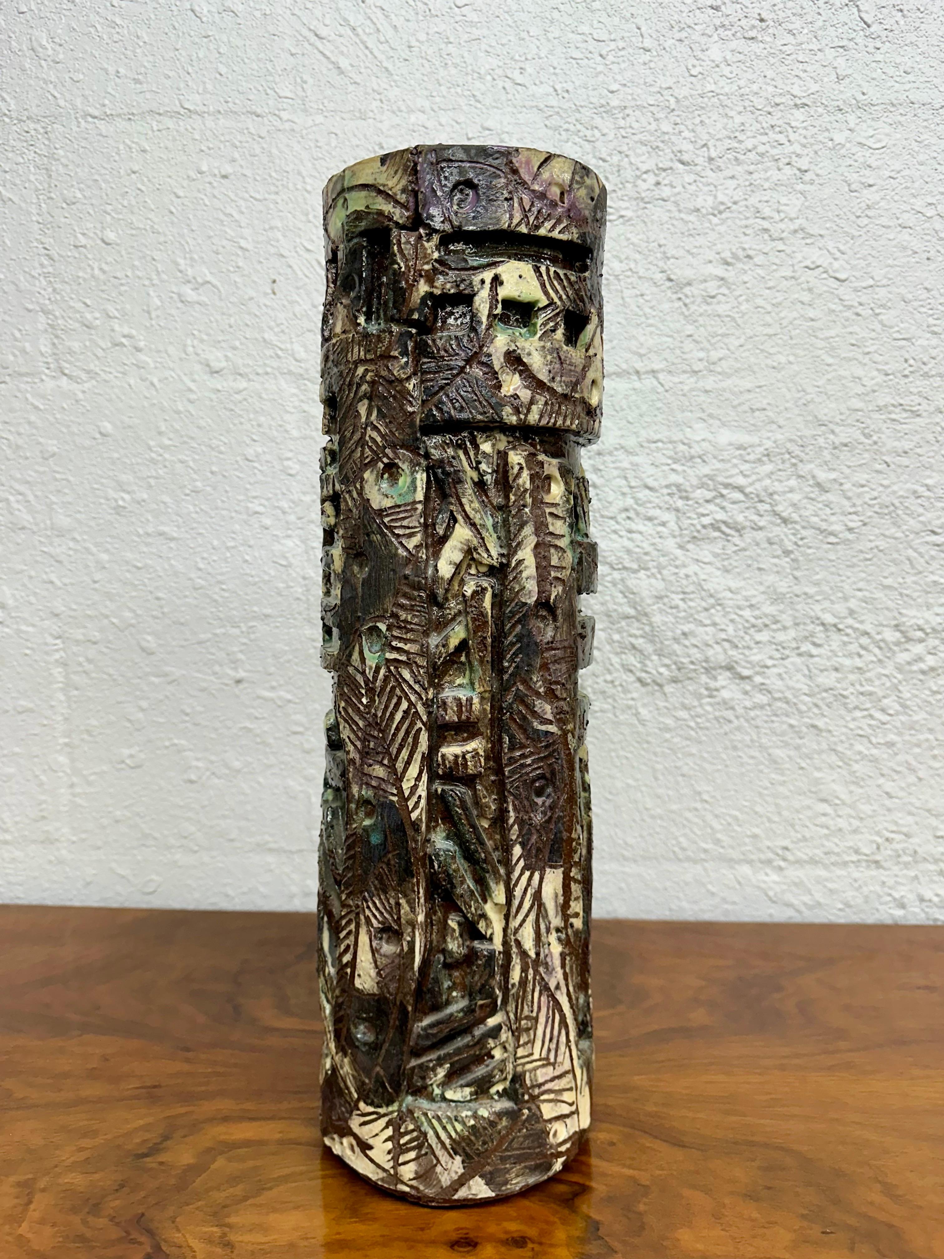 1970s Monumental Vintage Brutalist Studio Pottery Cylinder Vase For ...