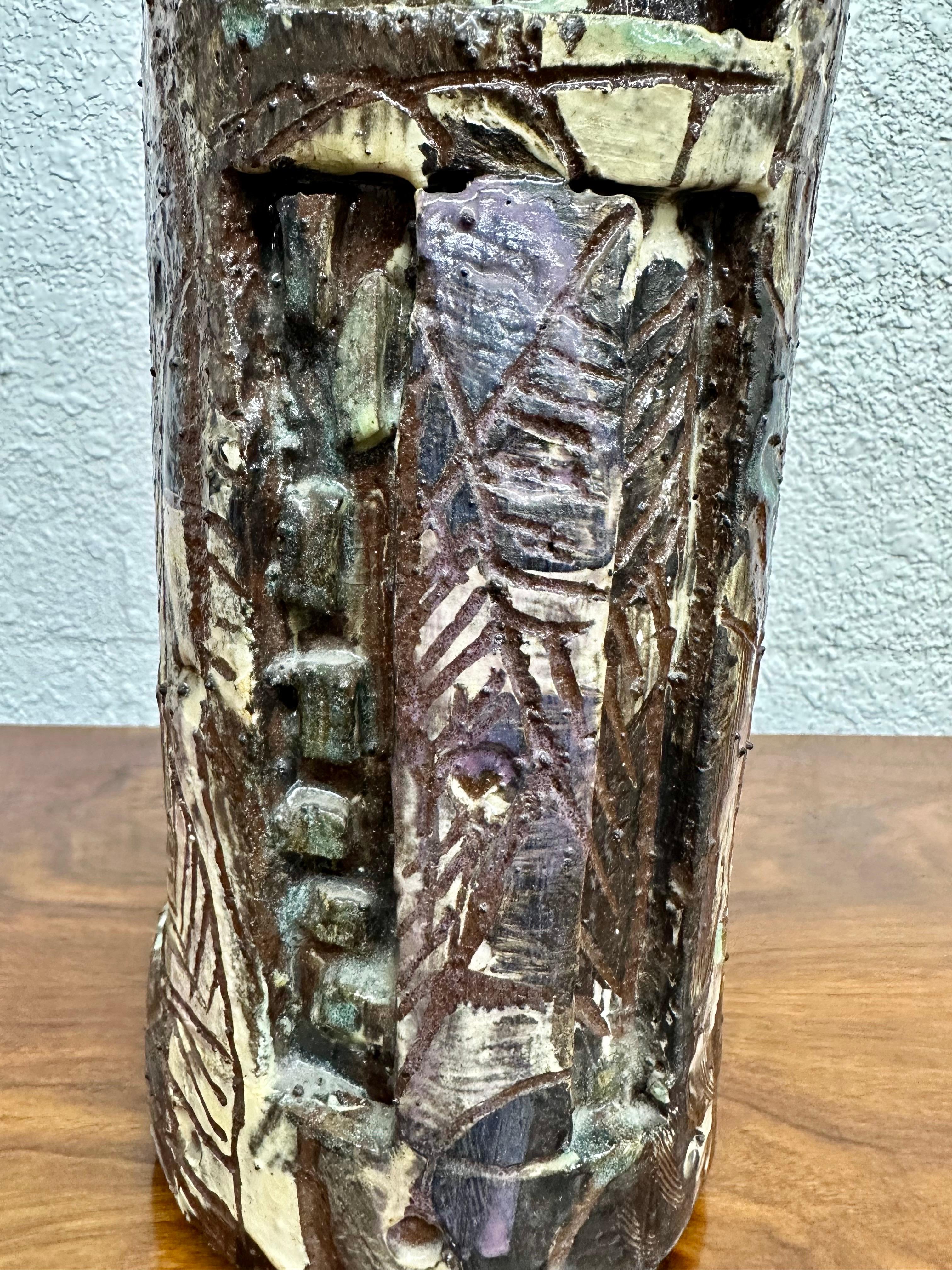 1970s Monumental Vintage Brutalist Studio Pottery Cylinder Vase For ...
