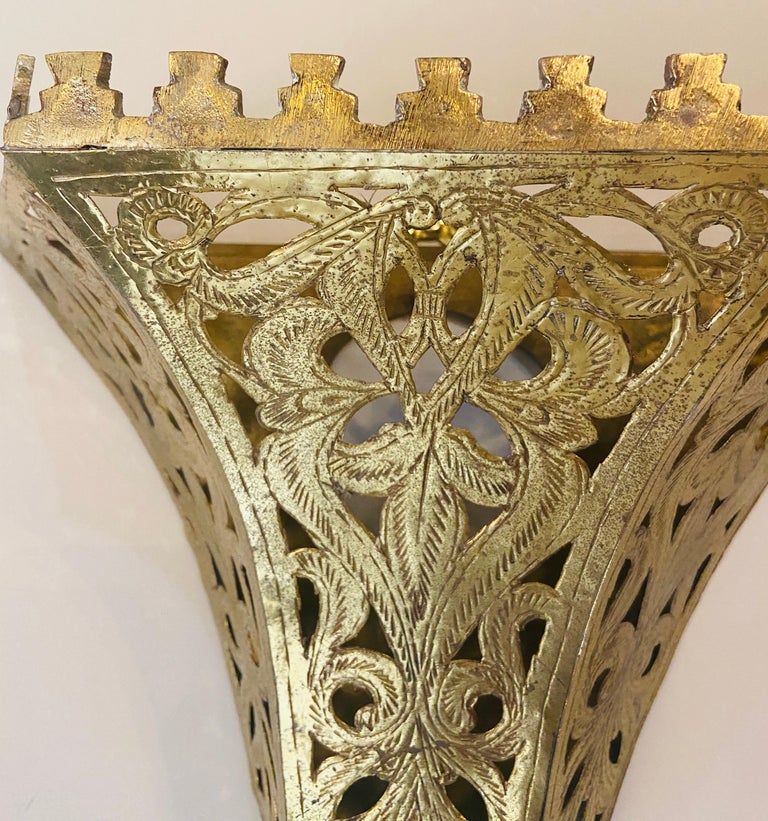 1970s Moroccan Brass Triangle Wall Sconce, a Pair at 1stDibs | triangle ...